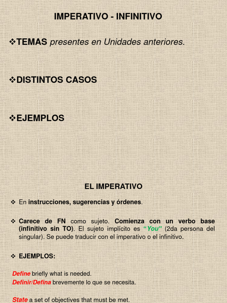 Infinitivo Imperativo | PDF | Gramática | Lexicología
