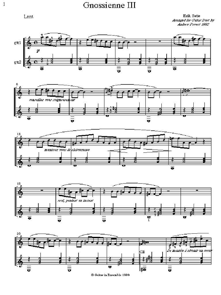 Satie, Erik - Gnossienne #3_guitar_duo | PDF