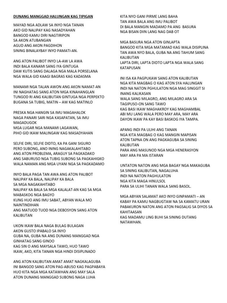 Dunang Manggad Halungan Kag Tipigan | PDF