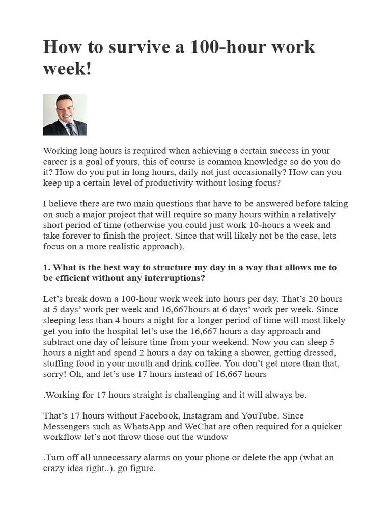 Surviving a 100-Hour Work Week | PDF