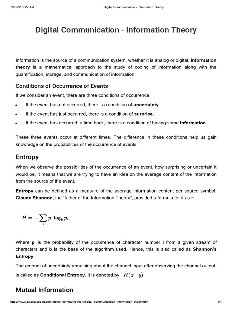 Digital Communication - Information Theory | PDF