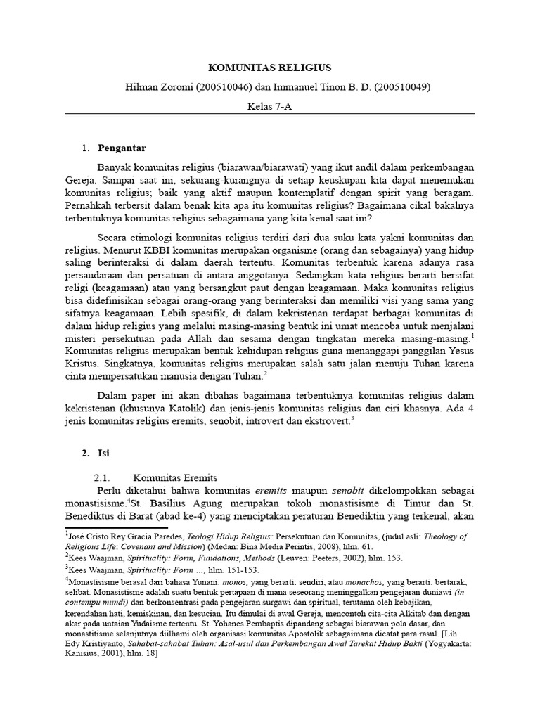Sejarah dan Jenis Komunitas Religius | PDF