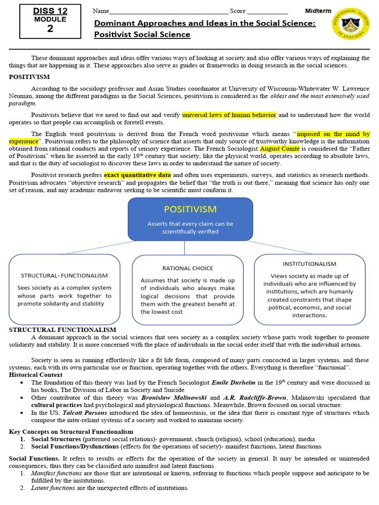 Module 1-Positivist Theory | PDF