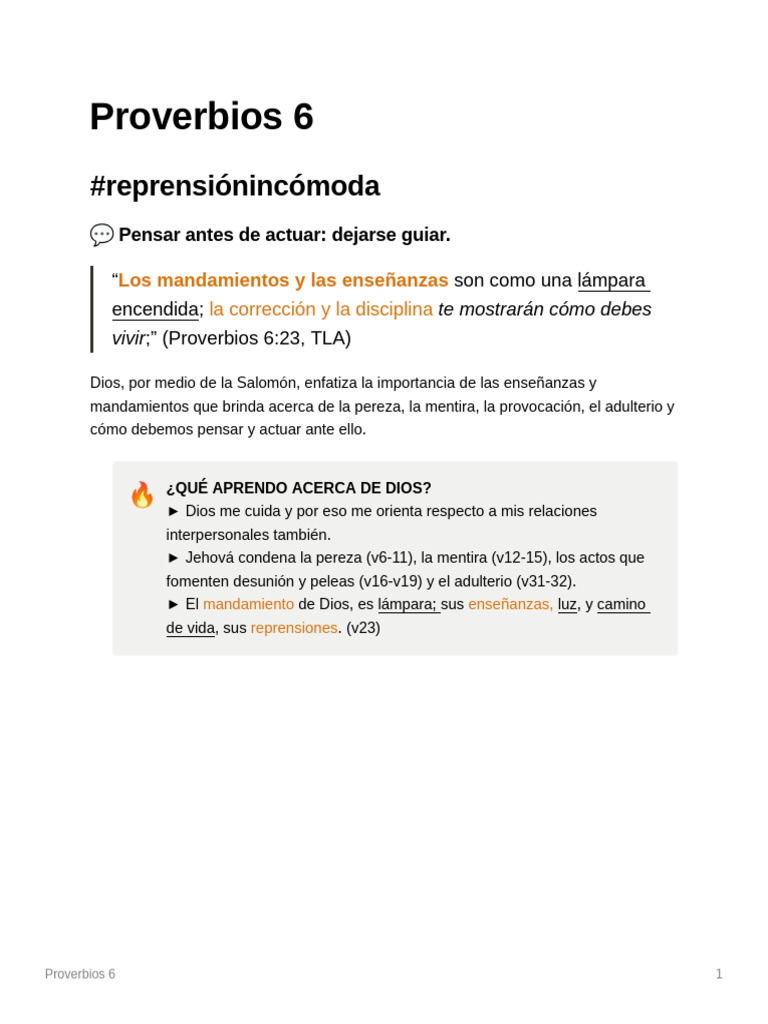 Enseñanzas de Proverbios 6: Guía y Reprensión | PDF | Estilo de vida