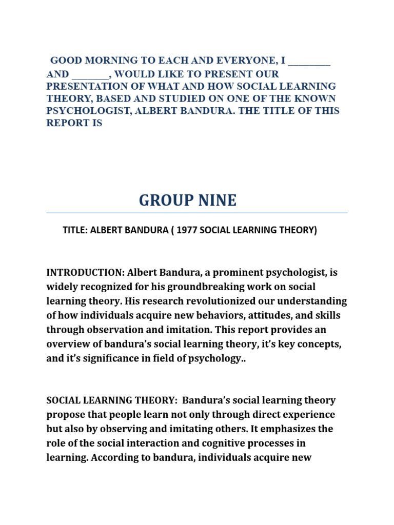 Albert Bandura 1977 SOCIAL LEARNING THEORY 1 | PDF