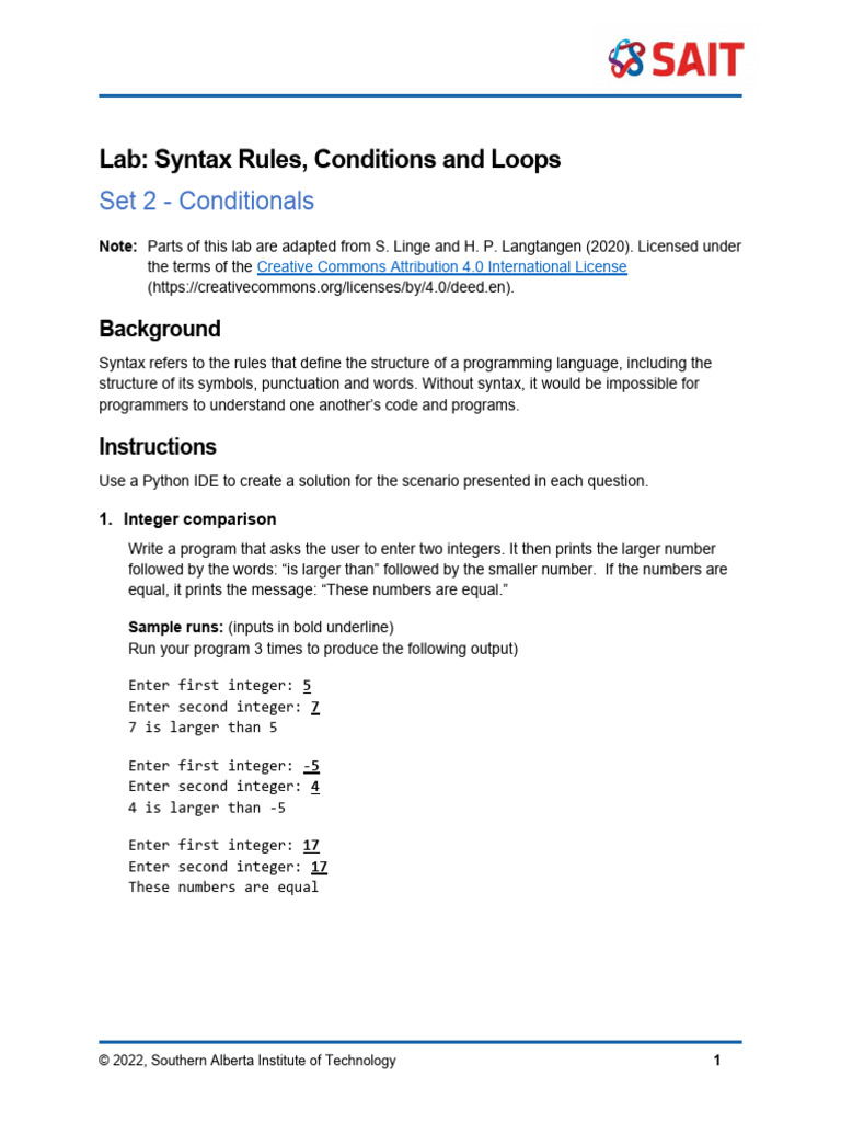 Unit 2 Lab 2 Conditionals | PDF | Computers