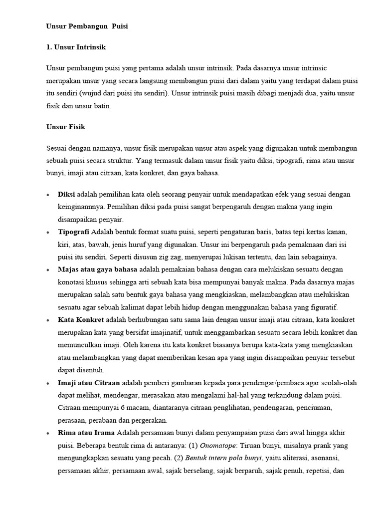 Unsur Pembangun Puisi | PDF