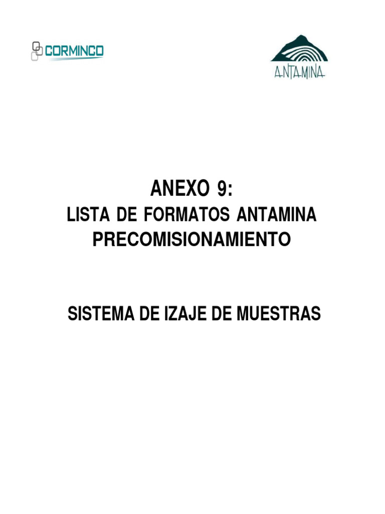 Anexo 09 - Lista de Formatos Antamina | PDF