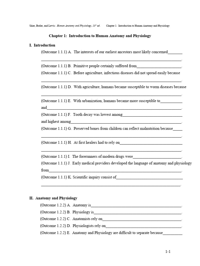 Module 1 ch01 - Studyoutline - Introduction To Human Anatomy and ...