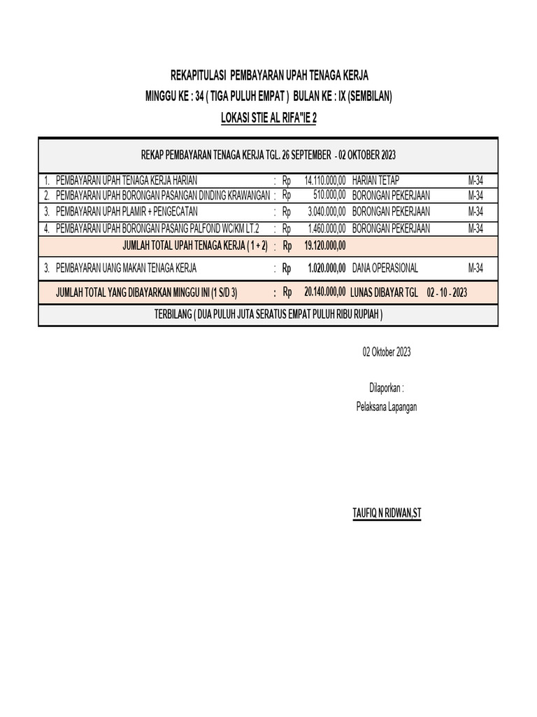 Pembayaran Upah - m34 STIE | PDF