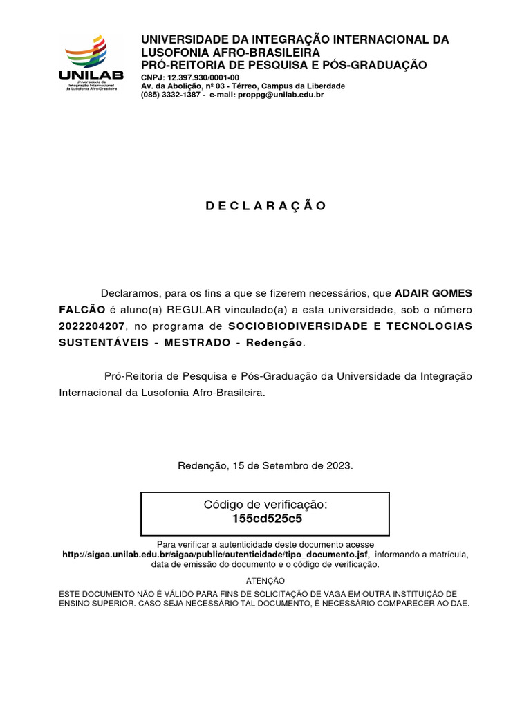 declaracao_2022204207 | PDF