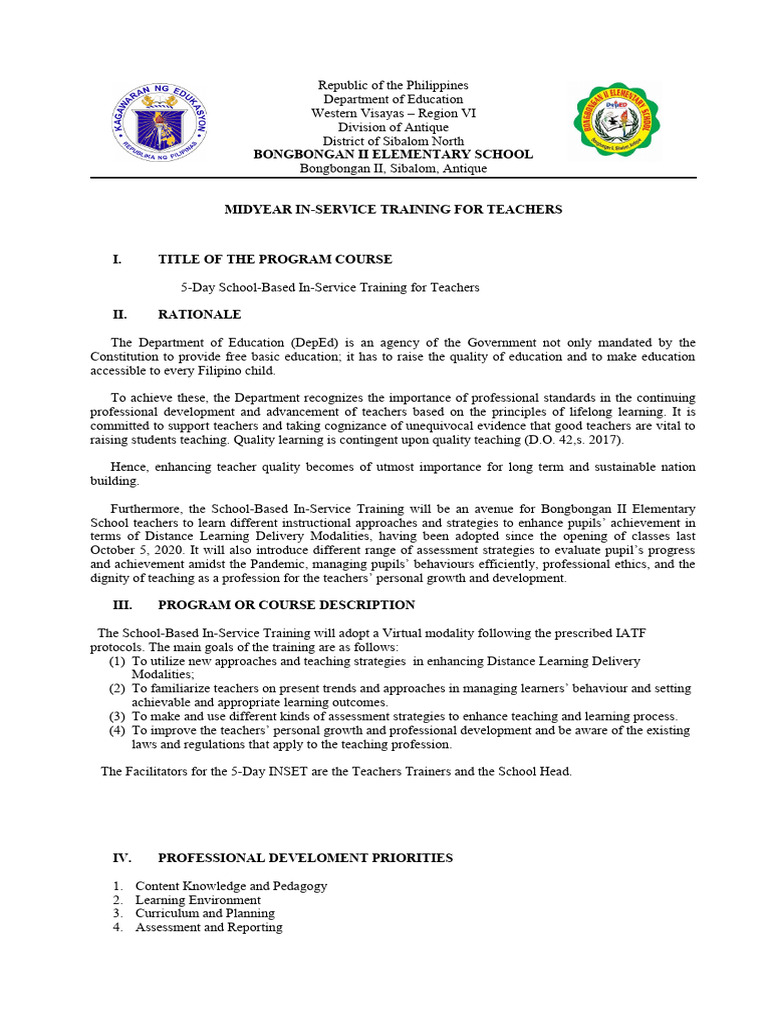 inset-proposal-B2ES-final (1) | PDF | Teachers | Learning