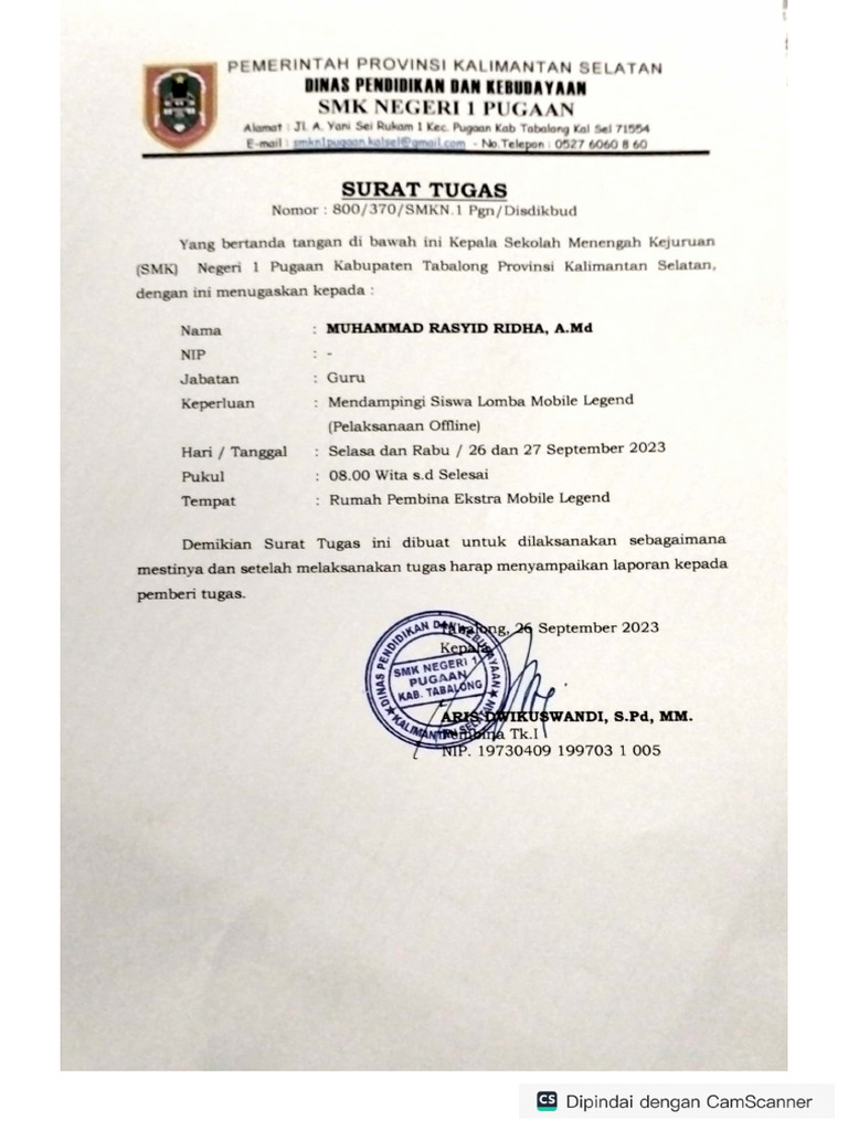 370 - Surat Tugas Muhammad Rasyid Ridha | PDF 370 - Surat Tugas Muhammad Rasyid Ridha | PDF