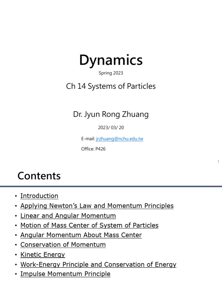 Dynamics: CH 14 Systems of Particles | PDF