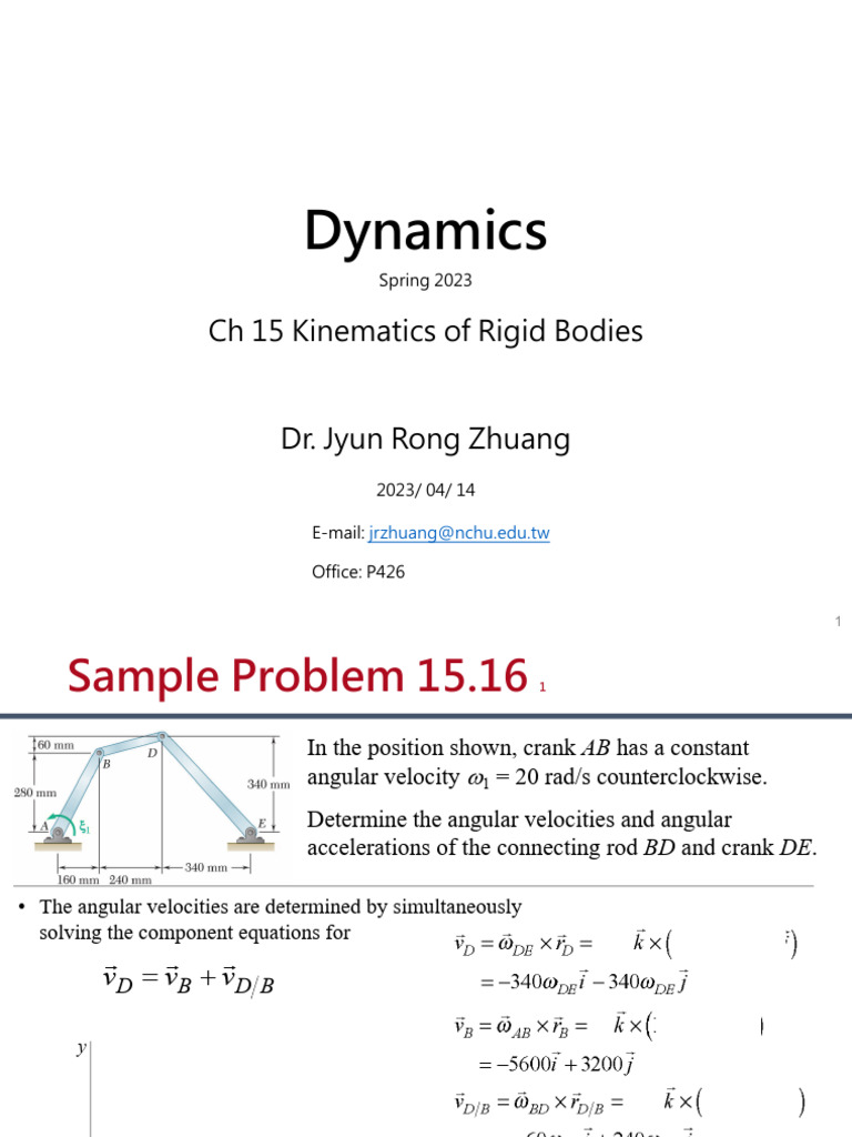 Dynamics: CH 15 Kinematics of Rigid Bodies | PDF | Velocity | Acceleration