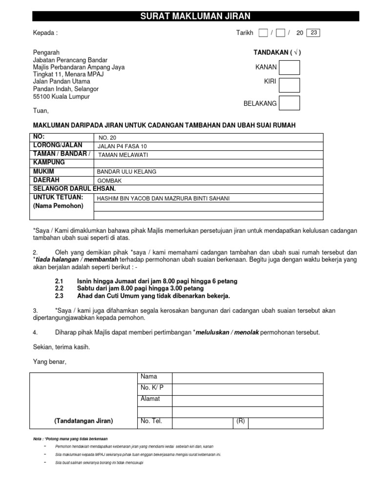 Persetujuan Jiran untuk Ubah Suai Rumah | PDF