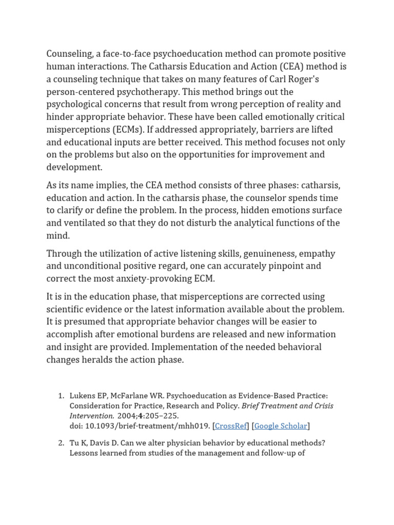 CEA Counseling | PDF | Psychotherapy | Social Programs