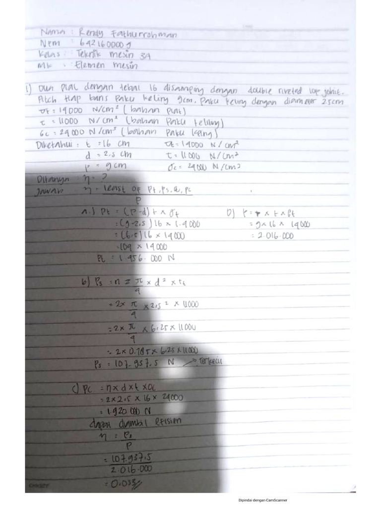 ELEMEN MESIN_RENDY FATHURROHMAN | PDF