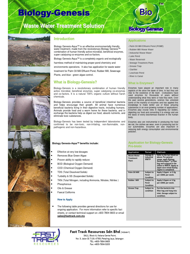 Bio Genesis Waste Water Treatment | PDF | Science & Mathematics