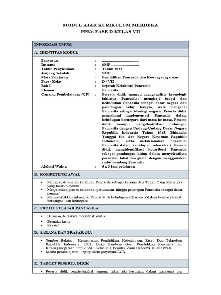 MODUL AJAR KURIKULUM MERDEKA | PDF