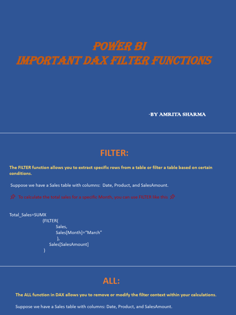 Power BI Dax Functions | PDF