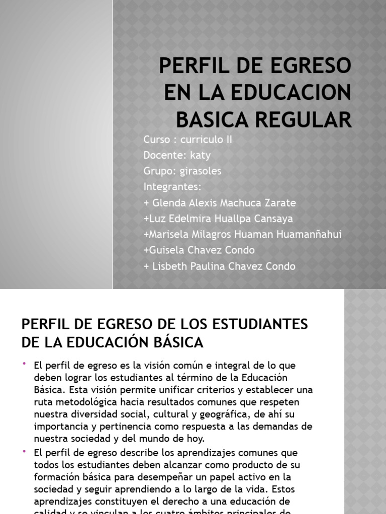 Perfil de Egreso en La Educacion Basica Regular | PDF