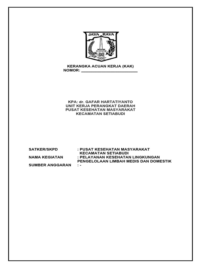 Kak Program Kesling 2023 - Pengelolaan Limbah Medis Dan Domestik | PDF