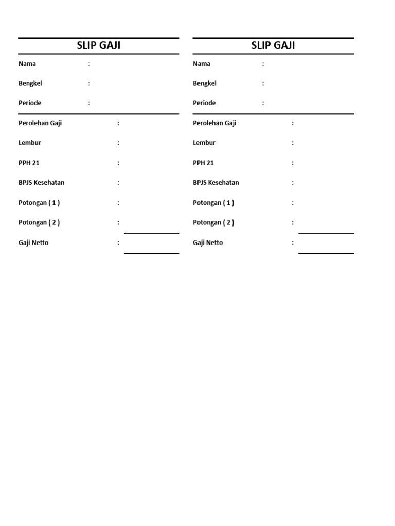 Contoh Slip Gaji Karyawan Simple | PDF