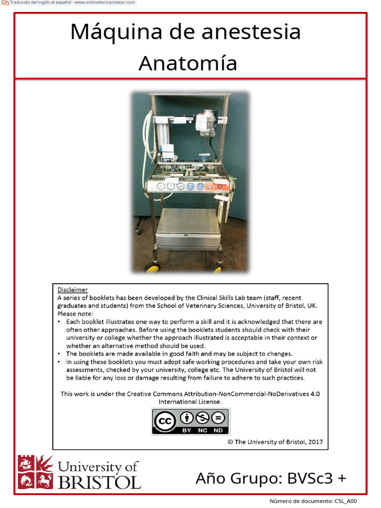 Anaesthetic Machine Anatomy - En.es | PDF