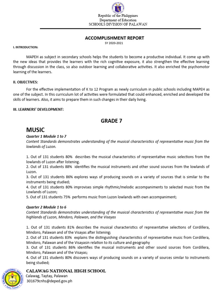 Annual Accomplishment Report - 2021 | PDF