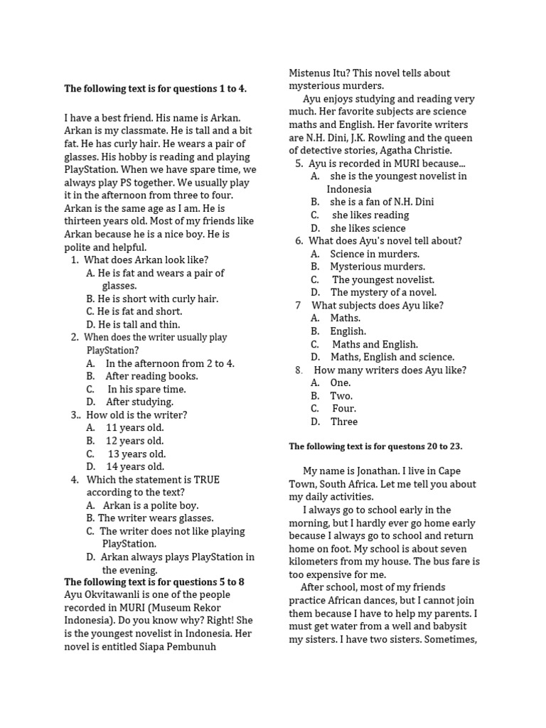 Descriptive Text and Questions for Students | PDF | General Fiction