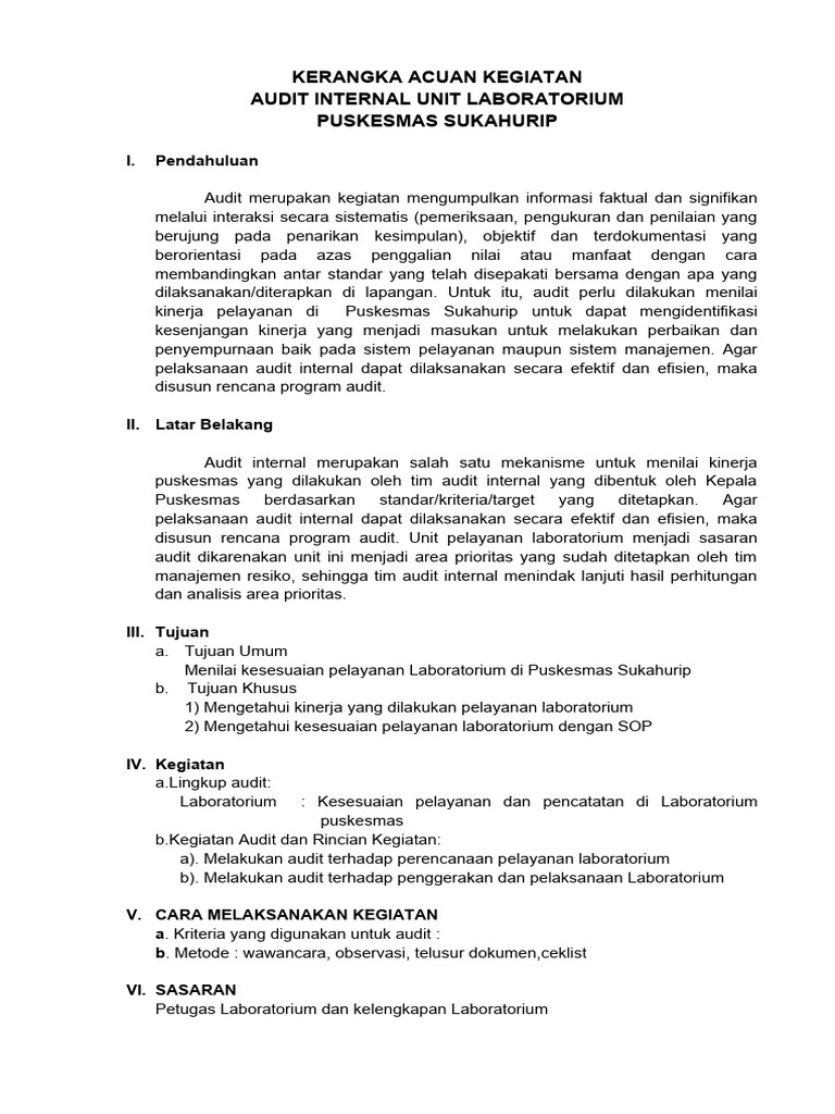 Kak Audit Internal Laboratorium | PDF