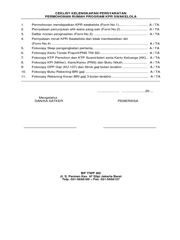 FORM KPR SWA 2023 TERBARU-A Update | PDF