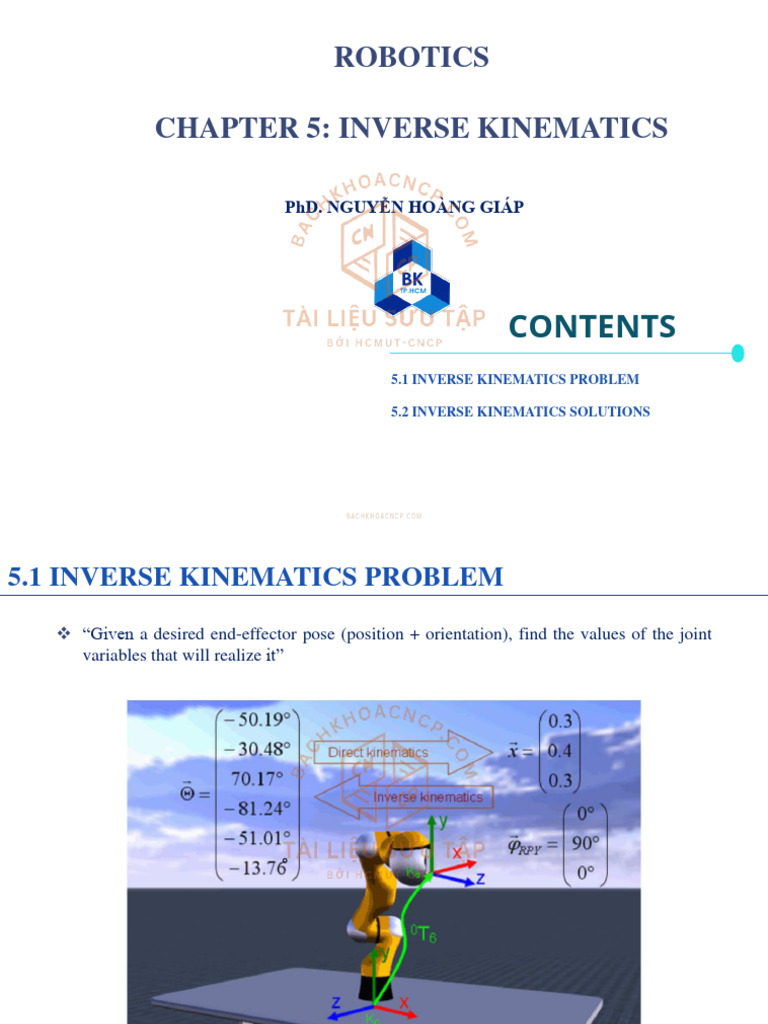 NHG Lecture Robotics 5 Inverse Kinematics | PDF NHG Lecture Robotics 5 Inverse Kinematics | PDF