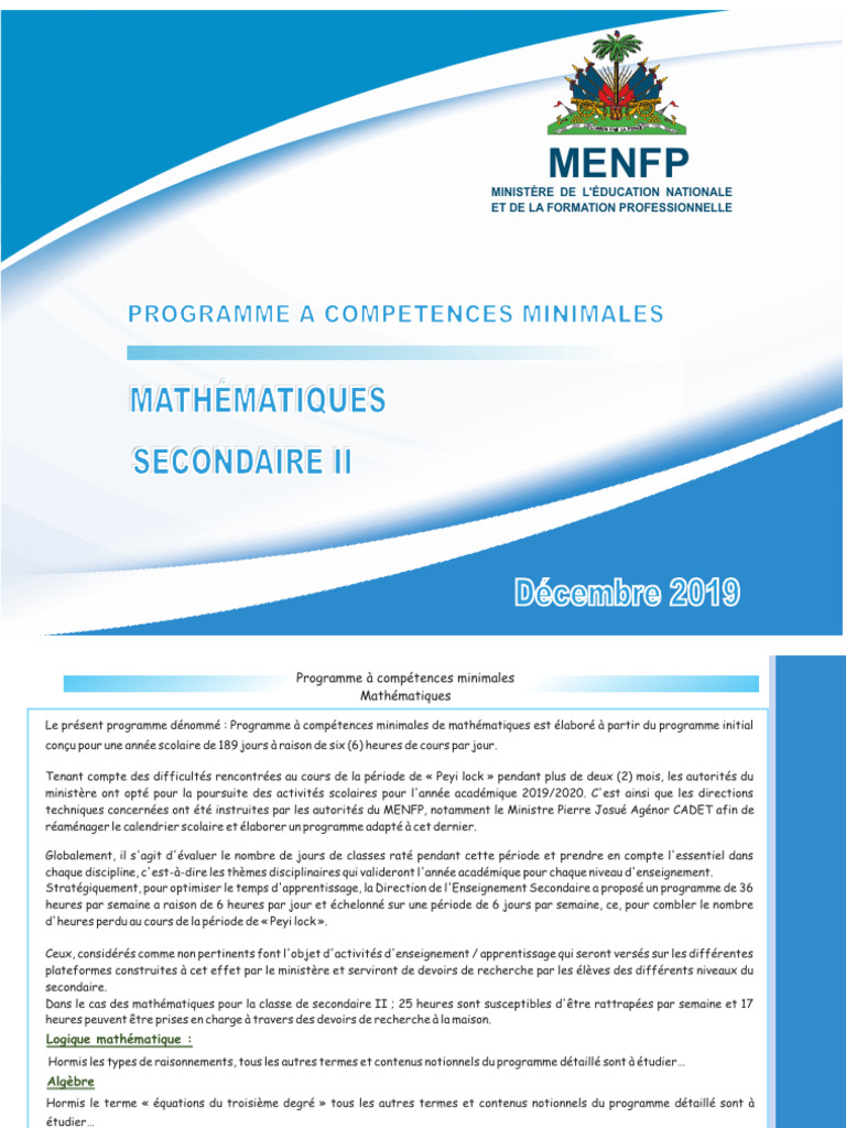 Maths Secondaire 2 (NS II) | PDF