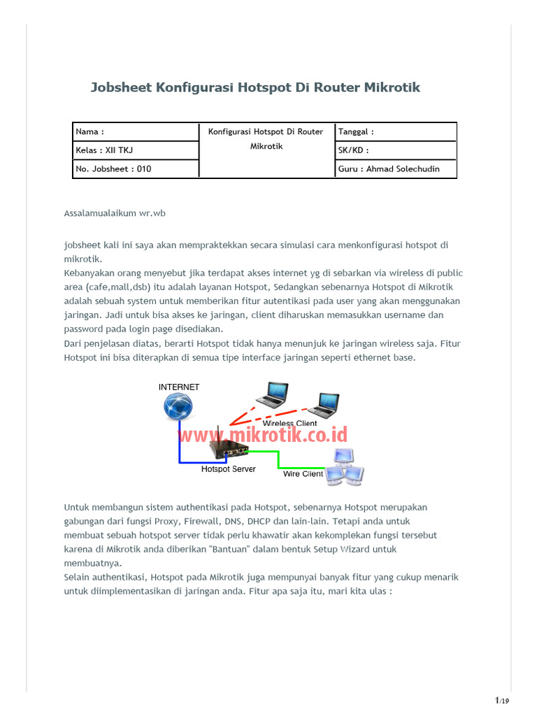 Konfigurasi Hotspot Di Router Mikrotik | PDF | Komputer