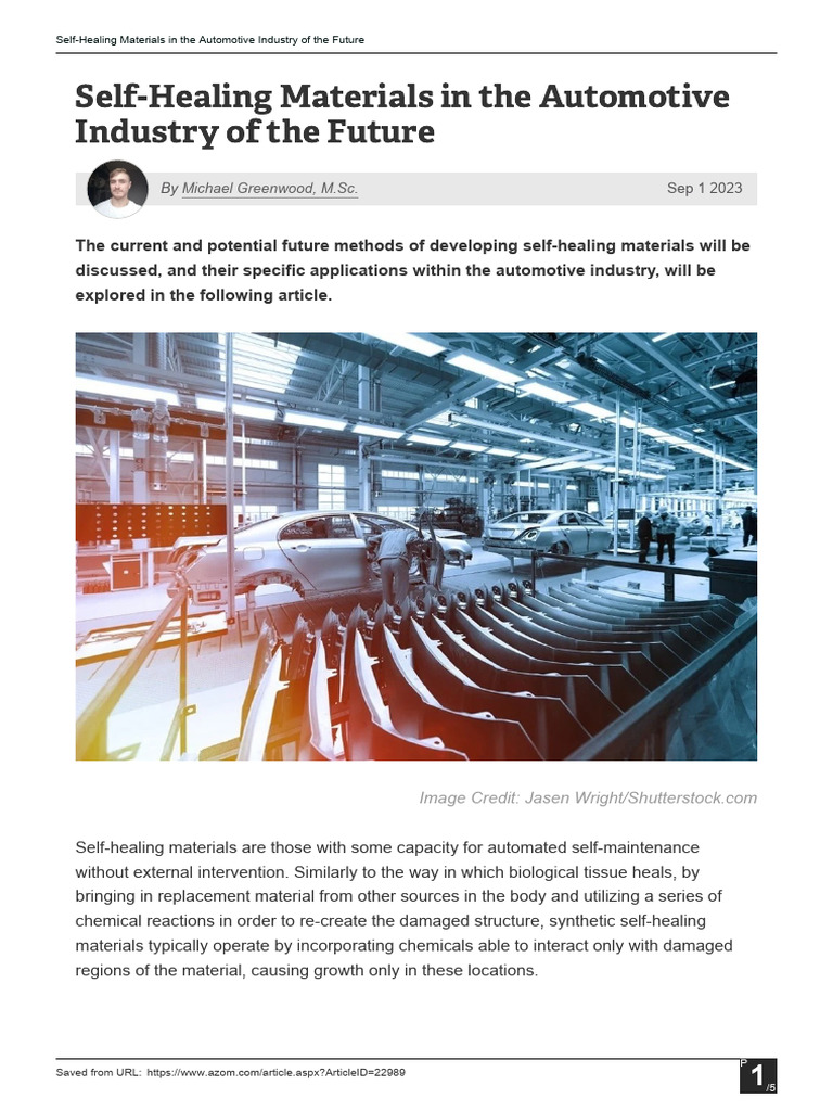 Future of Self-Healing Automotive Materials | PDF | Nature | Physical ...