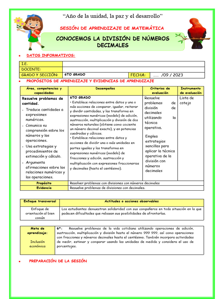 Ses-mierc-mat-conocemos La División de Números Decimales | PDF Ses-mierc-mat-conocemos La División de Números Decimales | PDF