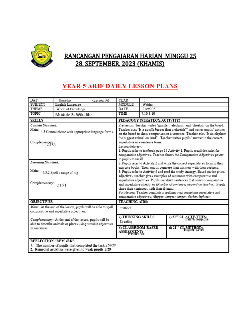 RPH Khamis 28.09.2023 | PDF