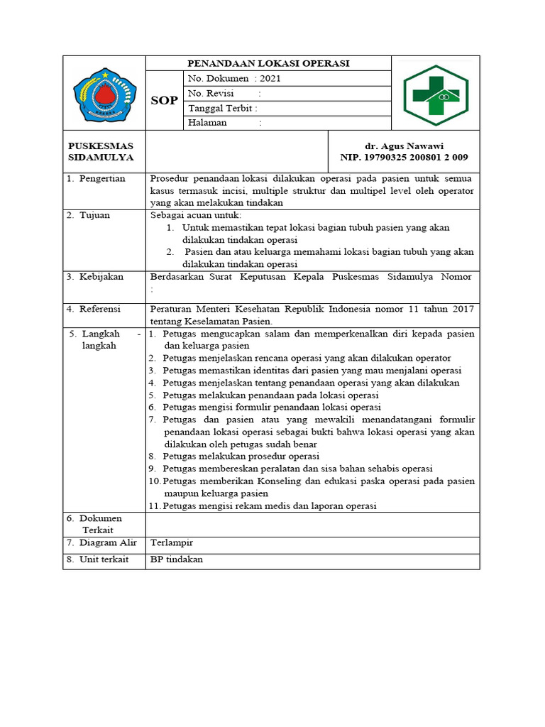 SOP Penandaan Sisi Operasi | PDF