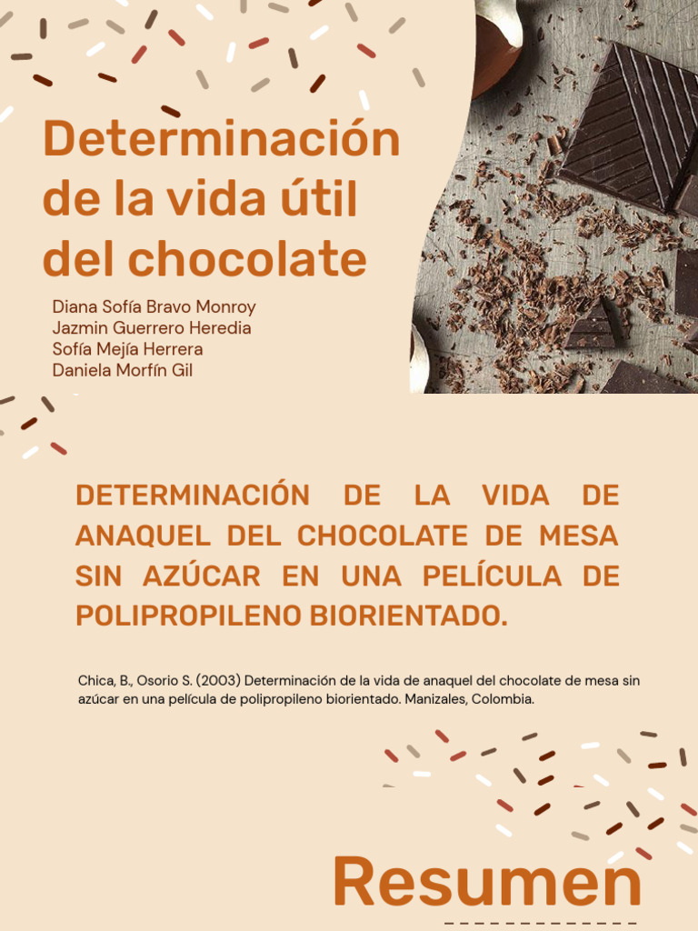 Vida útil del chocolate sin azúcar | PDF | Chocolate | Alimentos