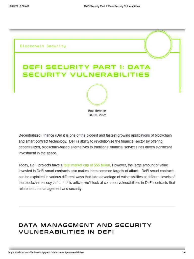 DeFi Security Part 1_ Data Security Vulnerabilities | PDF