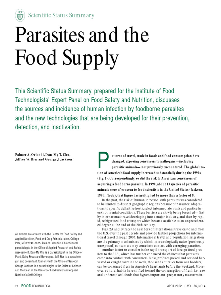 Parasites and The Food Supply | PDF | Foodborne Illness | Medical ...