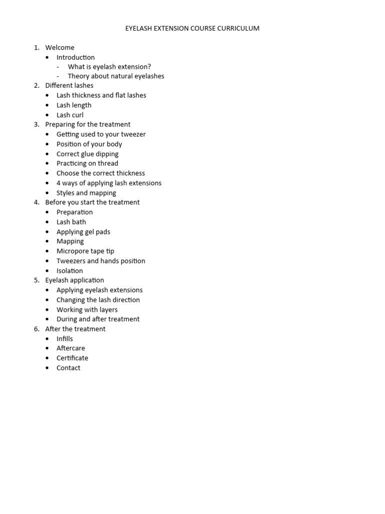 Eyelash Extension Course Curriculum | PDF