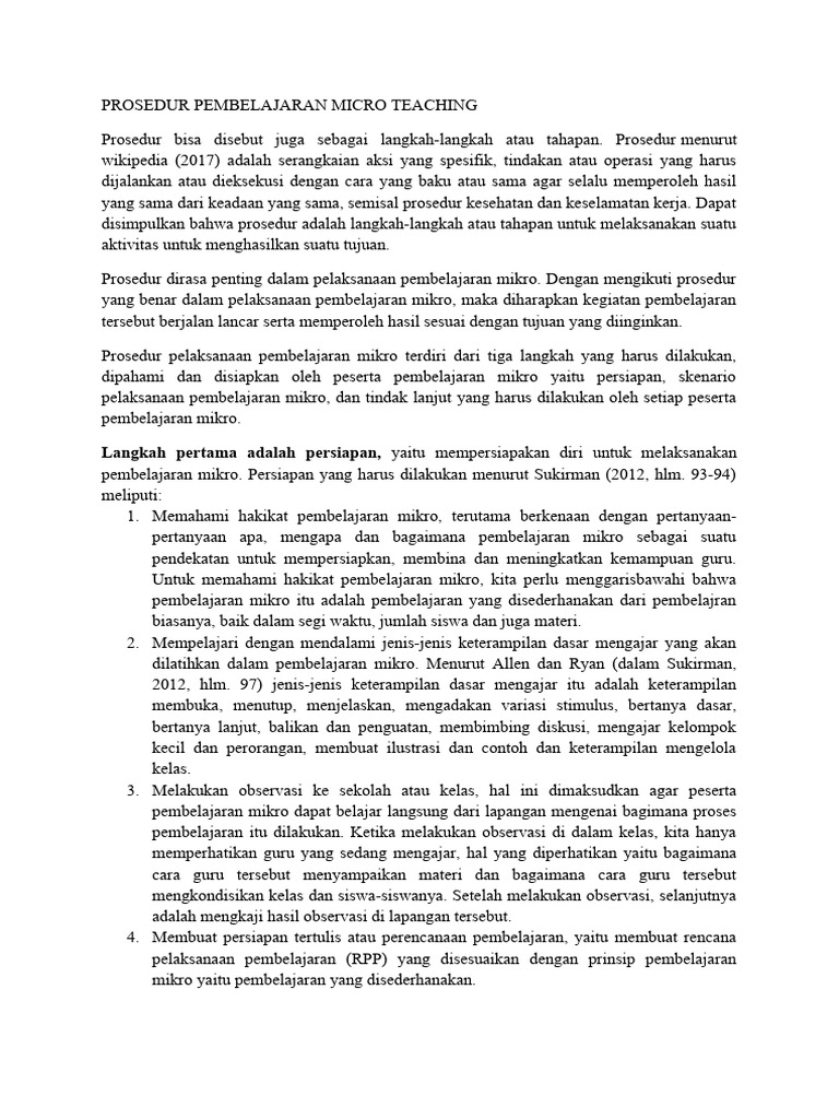 Prosedur Pembelajaran Micro Teaching | PDF