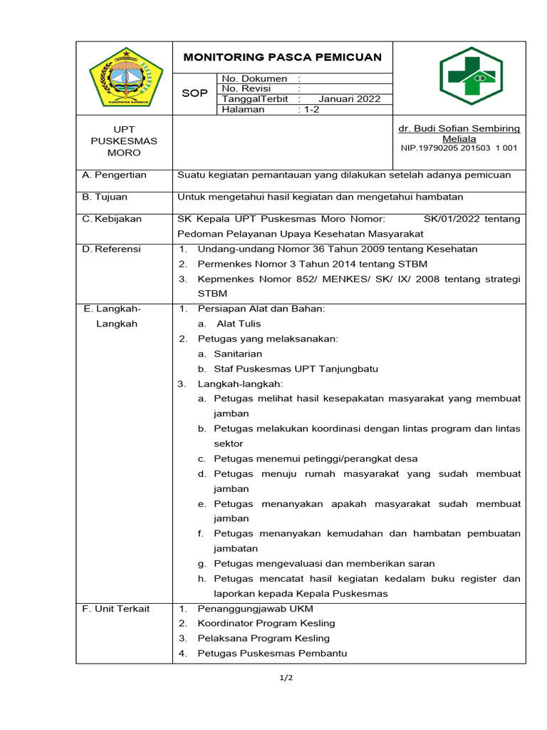 Sop Monitoring STBM | PDF
