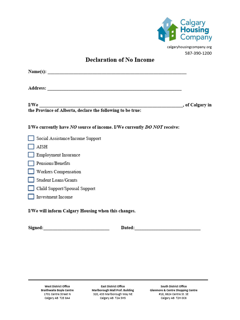 Declaration of No Income 2018 | PDF