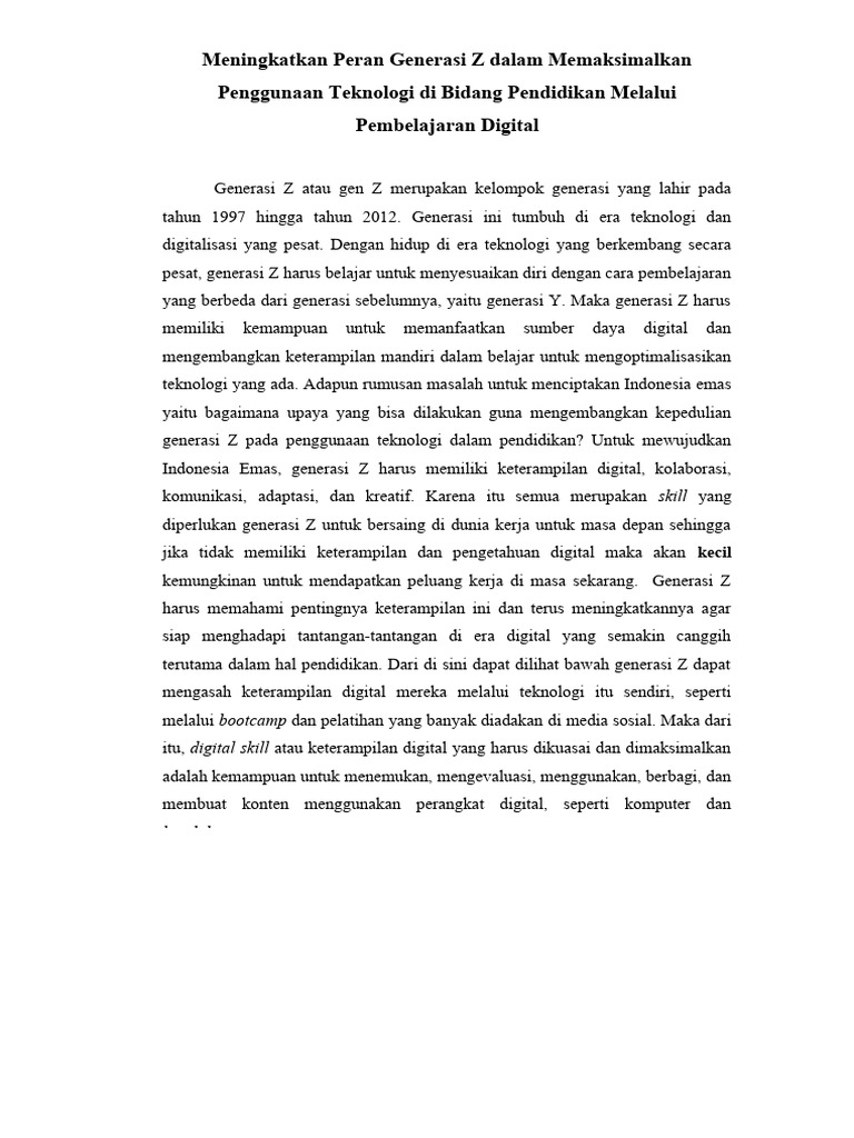 Optimalisasi Peran Generasi Muda Dalam | PDF