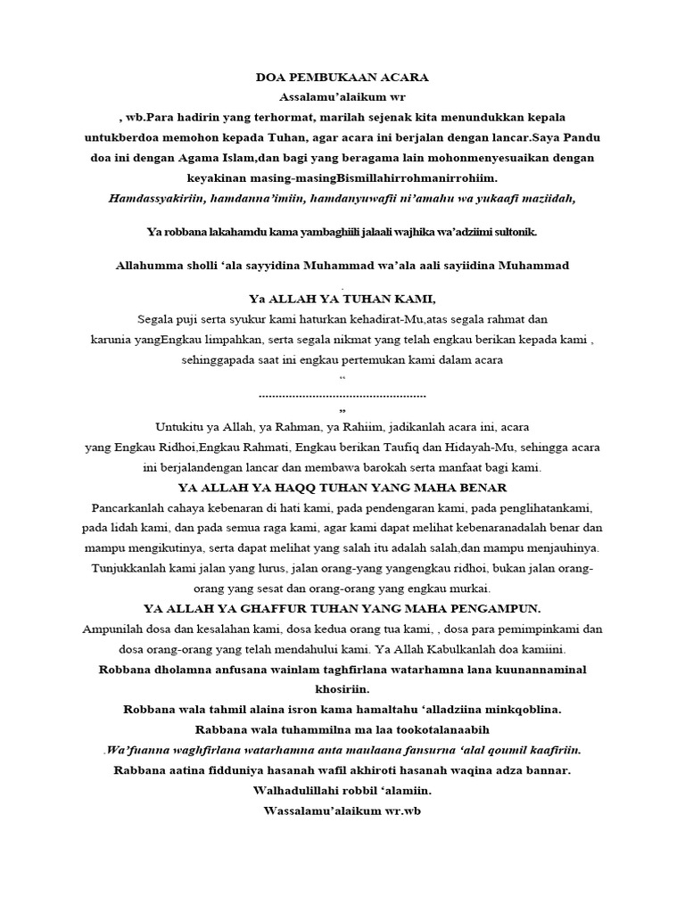 Doa Pembukaan Acara | PDF | Agama & Spiritualitas