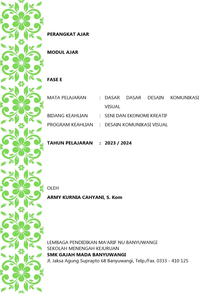 MODUL AJAR D.DKV CP1 - Army Kurnia | PDF